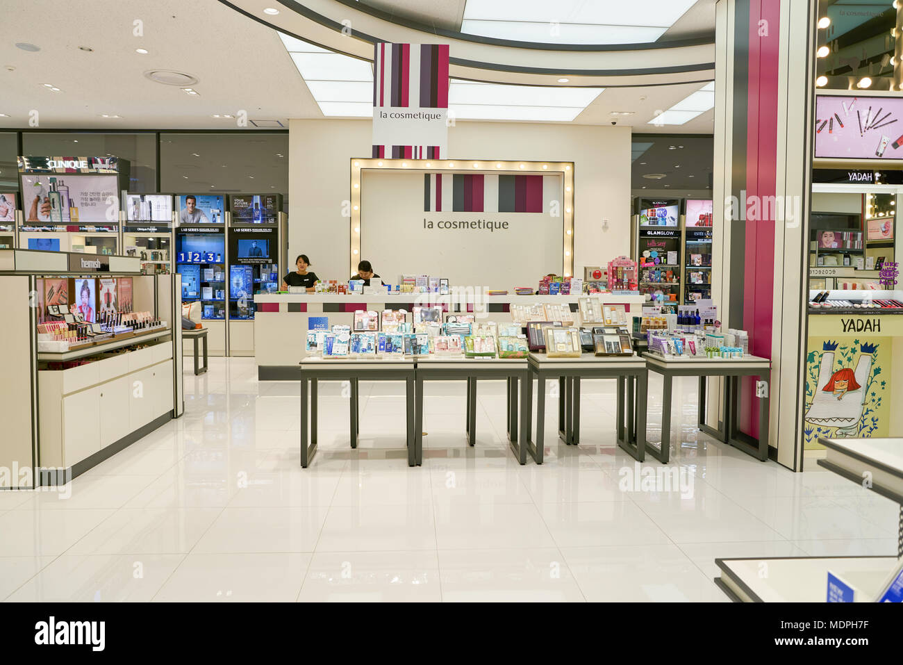 BUSAN, SOUTH KOREA - MAY 25, 2017: inside a cosmetics store at Lotte ...