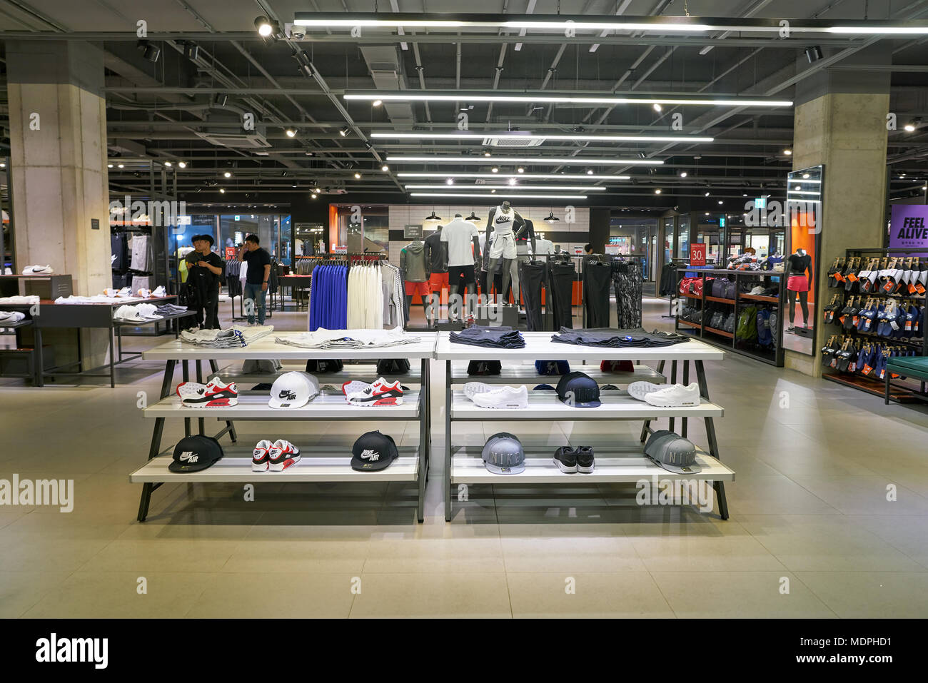 BUSAN, SOUTH KOREA - MAY 25, 2017: inside Nike store at Lotte Mall in ...