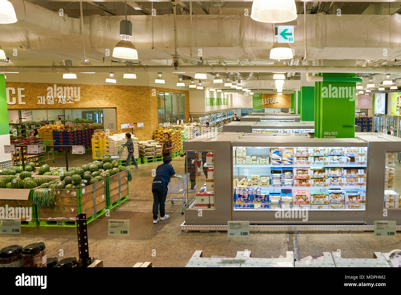 BUSAN, SOUTH KOREA - CIRCA MAY, 2017: inside E-Mart Traders in Busan. E ...