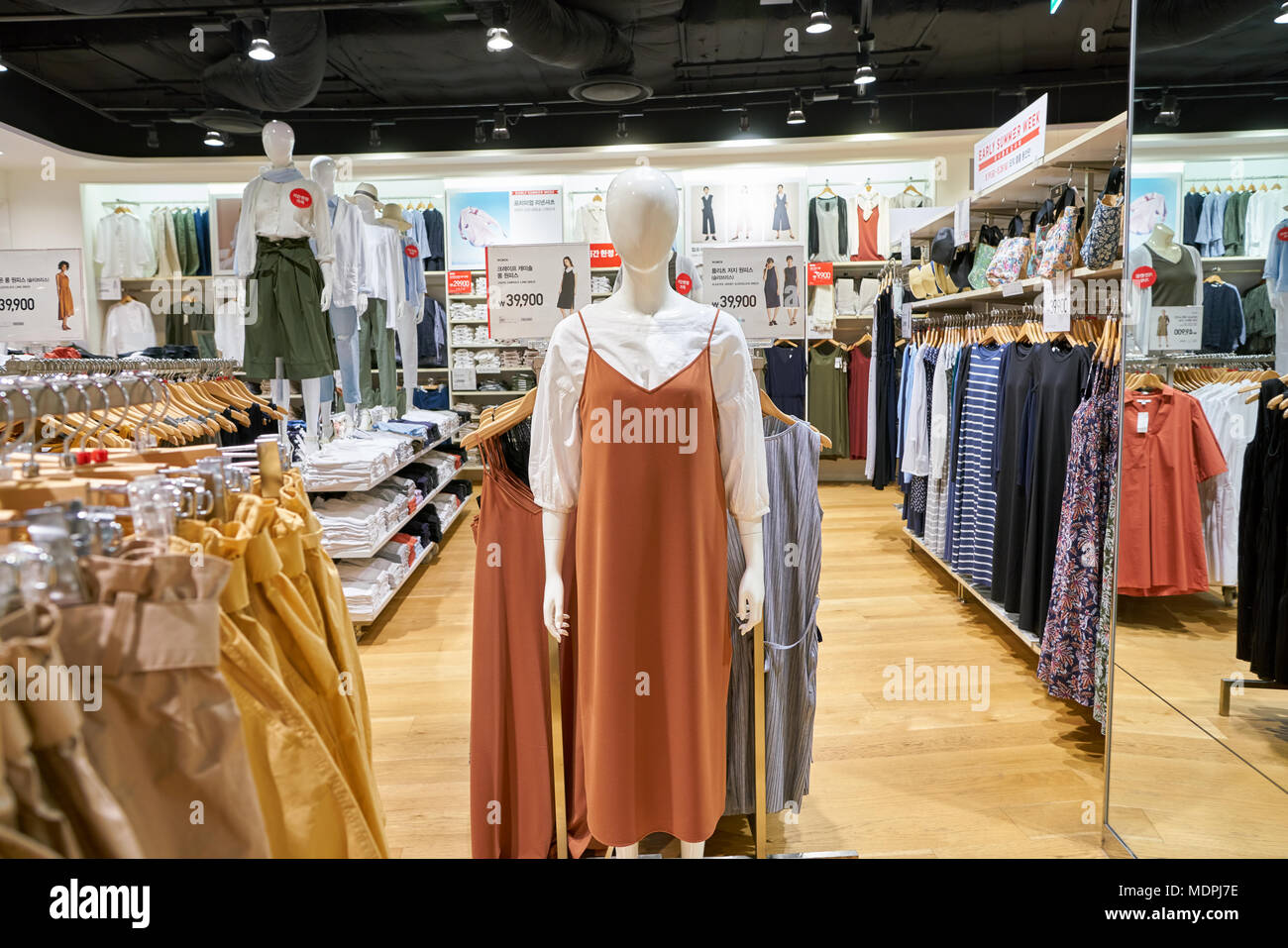 BUSAN, SOUTH KOREA - MAY 28, 2017: inside Uniqlo store at Lotte ...