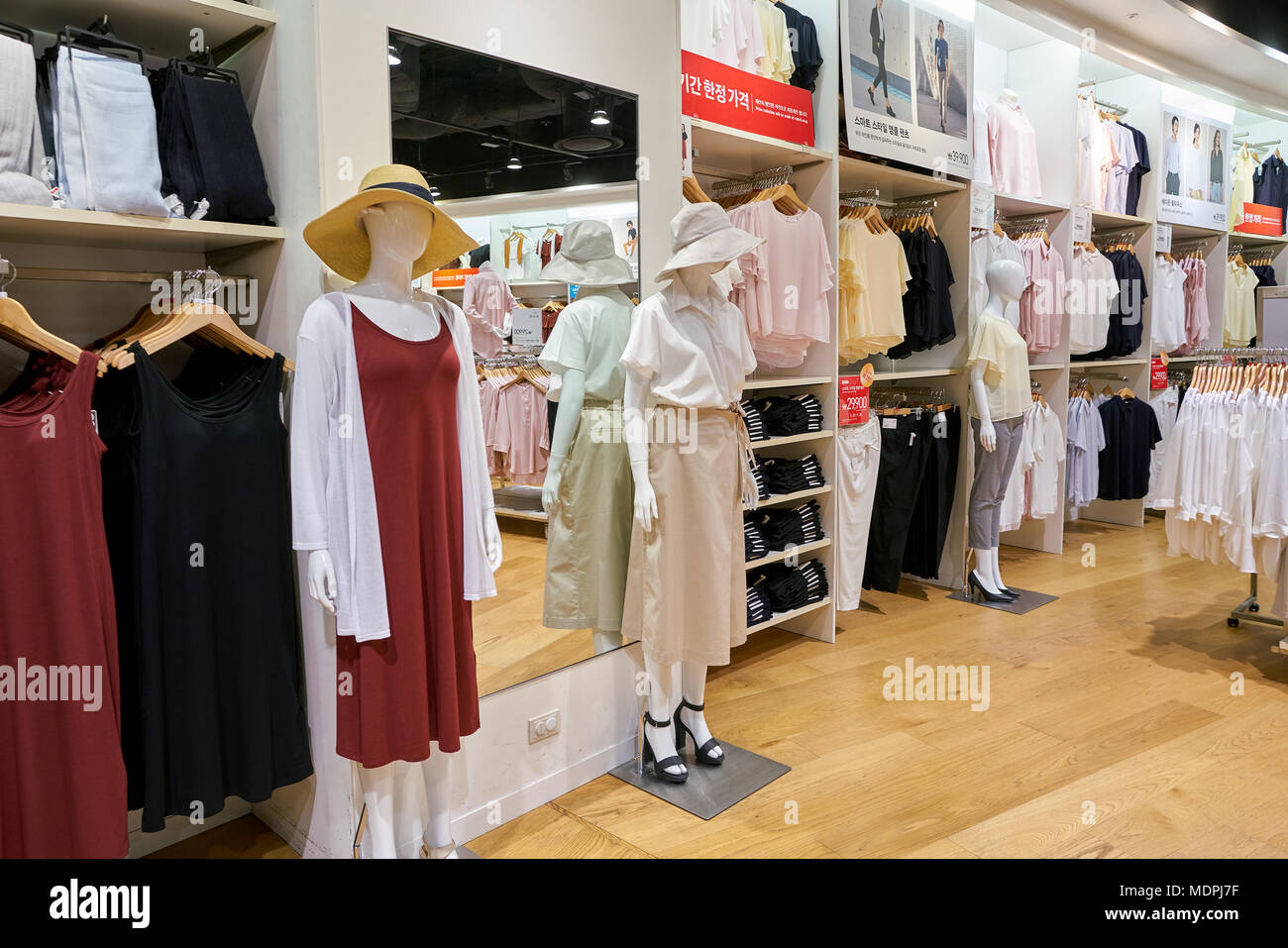 BUSAN, SOUTH KOREA - MAY 28, 2017: inside Uniqlo store at Lotte ...