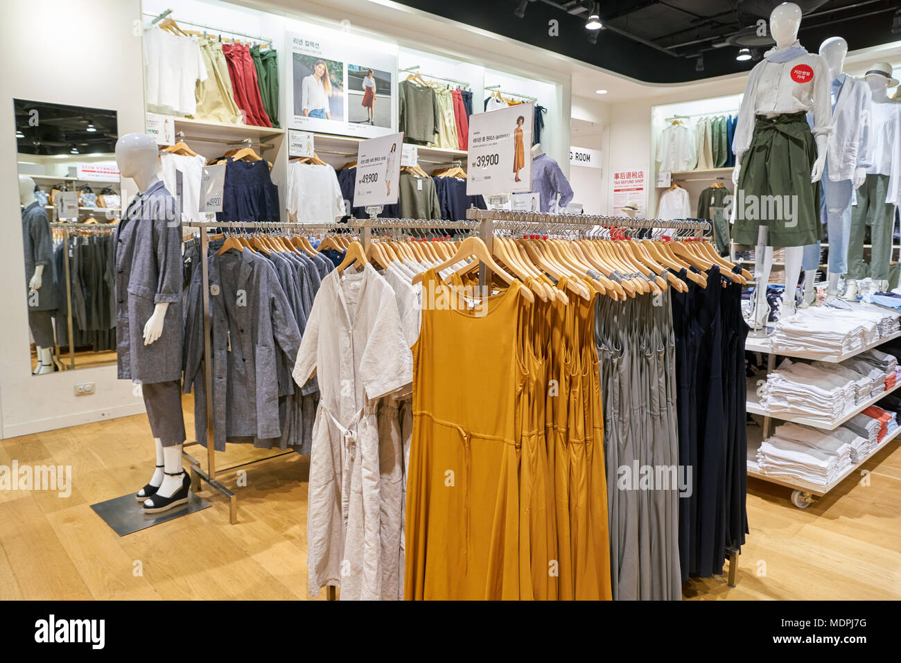 BUSAN, SOUTH KOREA - MAY 28, 2017: inside Uniqlo store at Lotte ...