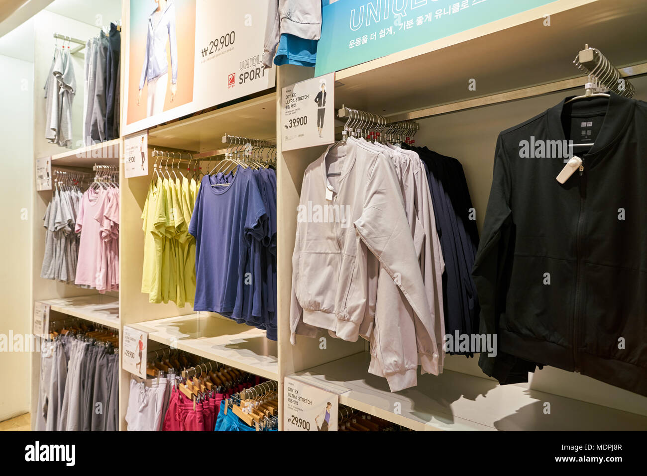 BUSAN, SOUTH KOREA - MAY 28, 2017: inside Uniqlo store at Lotte ...