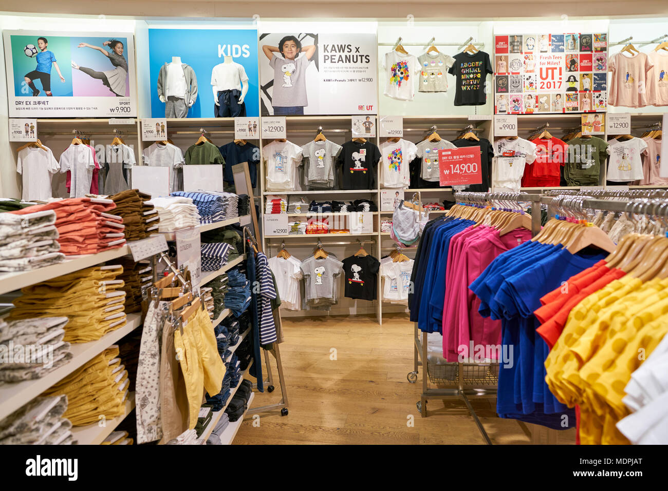 BUSAN, SOUTH KOREA - MAY 28, 2017: inside Uniqlo store at Lotte ...