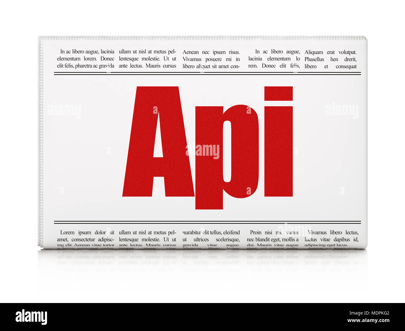 Programming concept: newspaper headline Api on White background, 3D ...