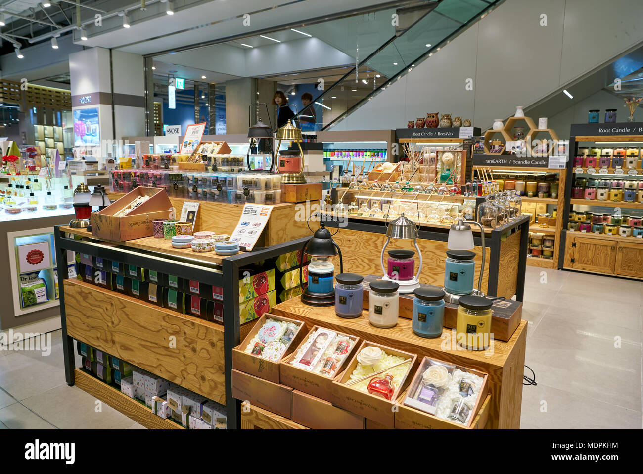 BUSAN, SOUTH KOREA - MAY 28, 2017: goods on display at Lotte Department ...
