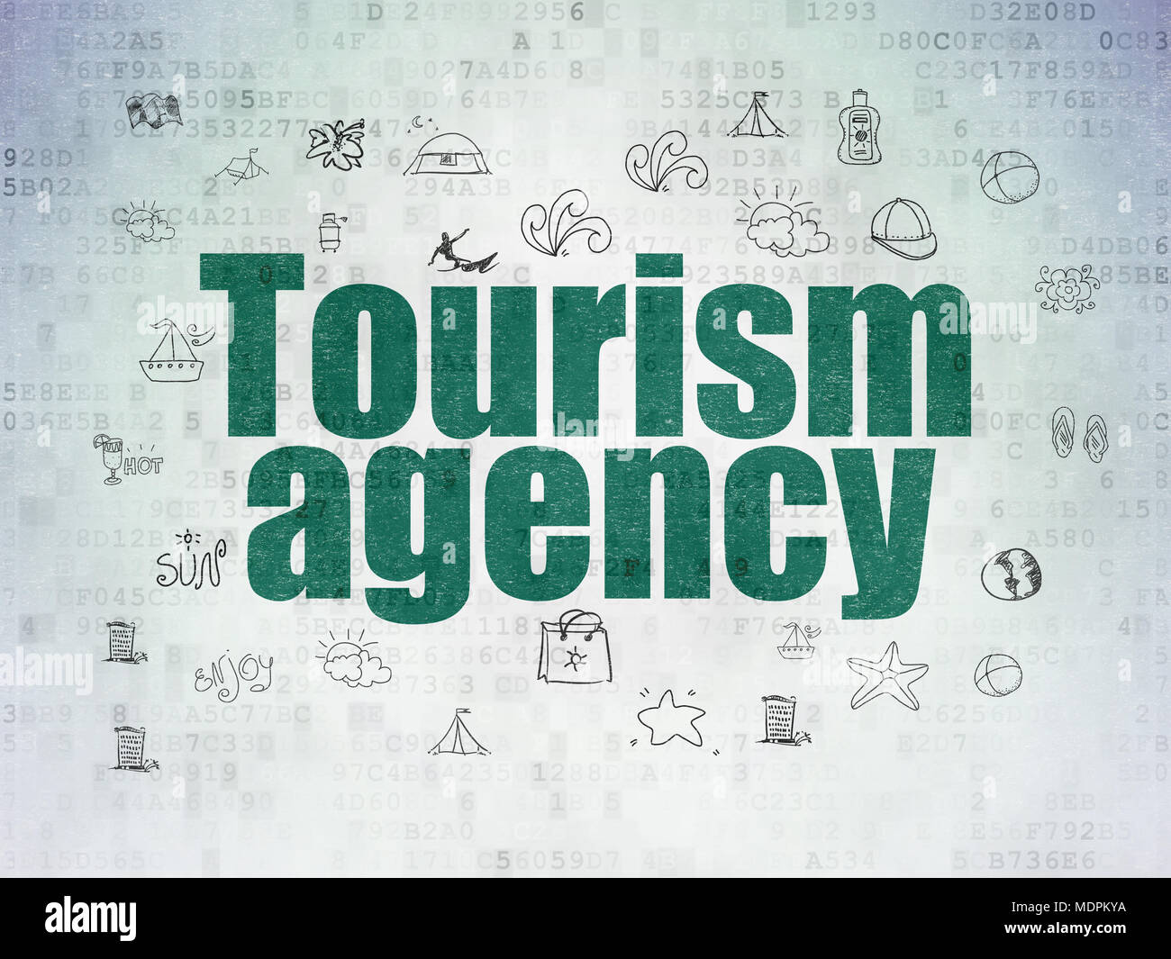 Tourism concept: Painted green text Tourism Agency on Digital Data ...