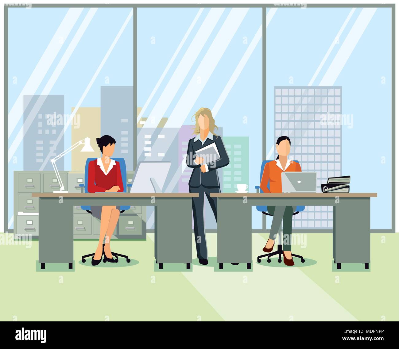 Office workplace, people at work, illustration Stock Vector Image & Art ...