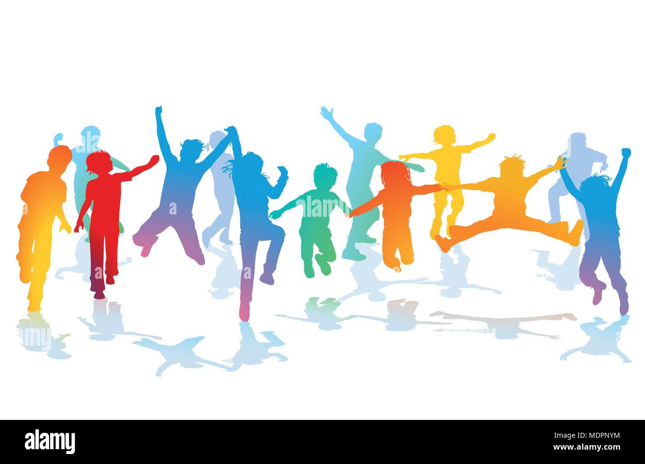 Kids Cheering Silhouette