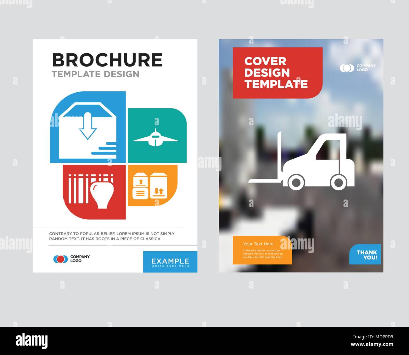 Logistics transport brochure flyer design template with abstract photo ...
