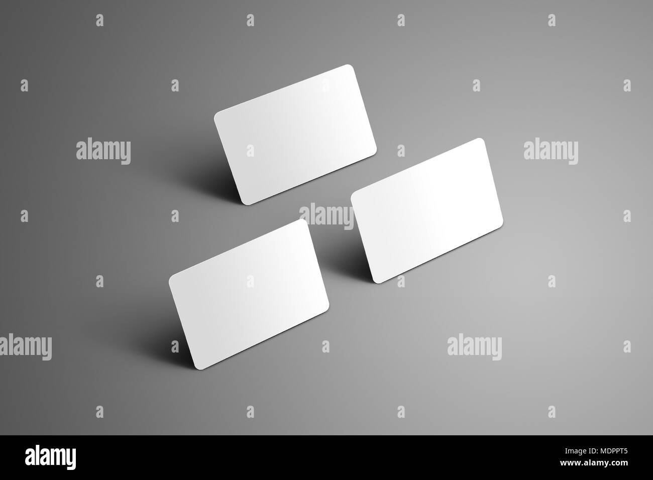 Universal blank template of a three bank gift cards with shadows on a ...