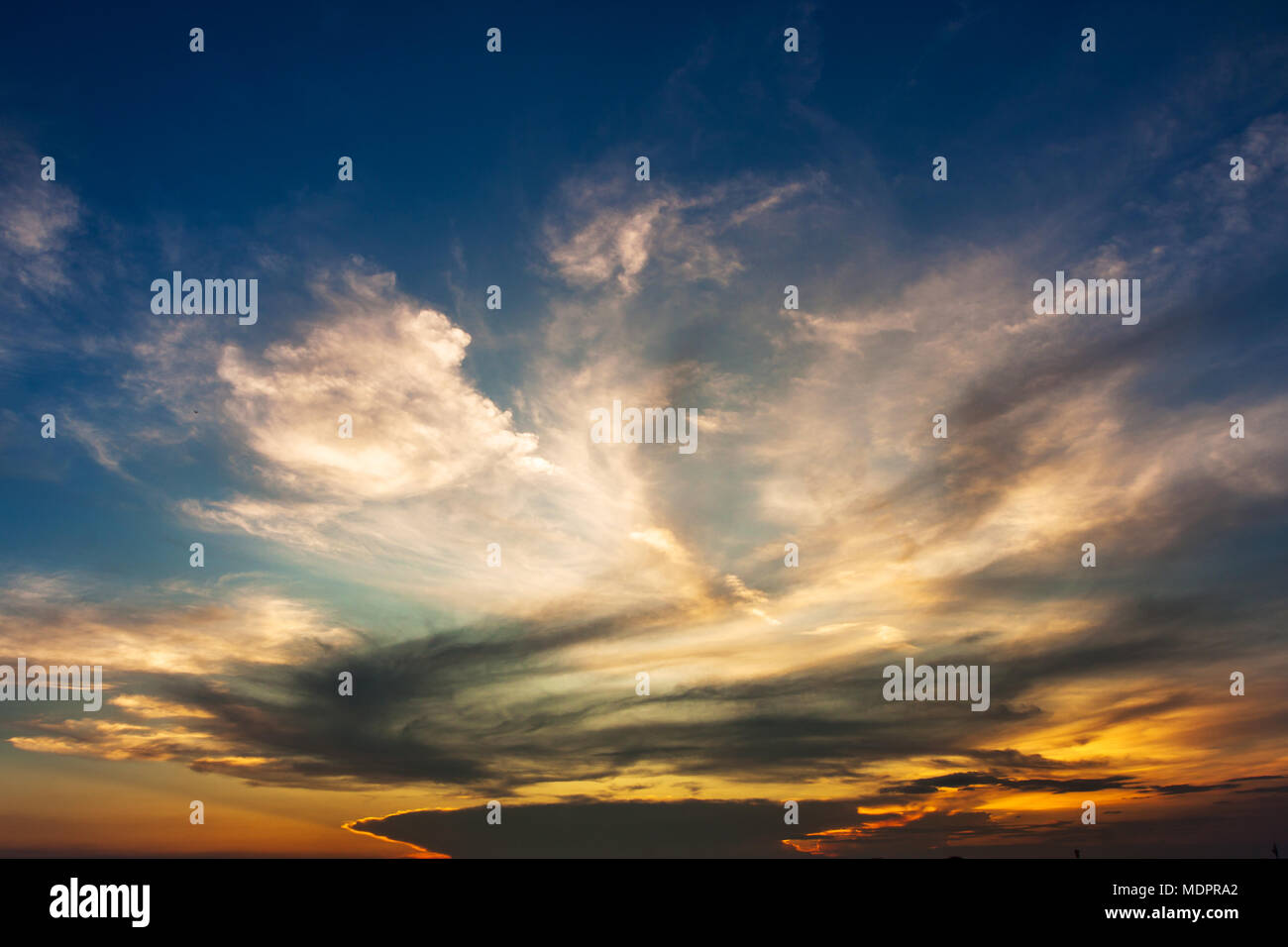 twilight colorful sky with sunlight shine behind background Stock Photo ...