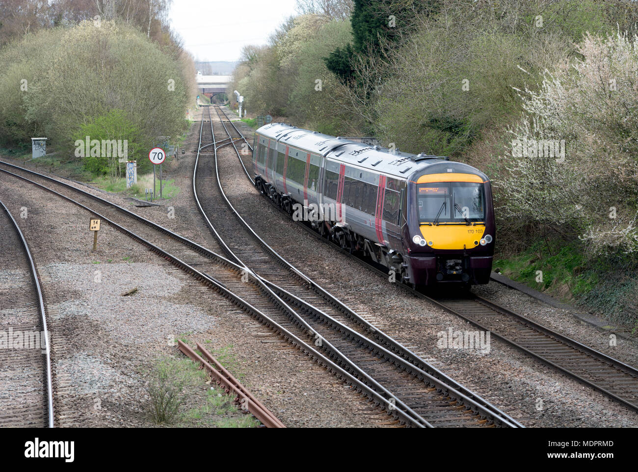 CrossCountry Class 170 diesel train at Water Orton, Warwickshire ...