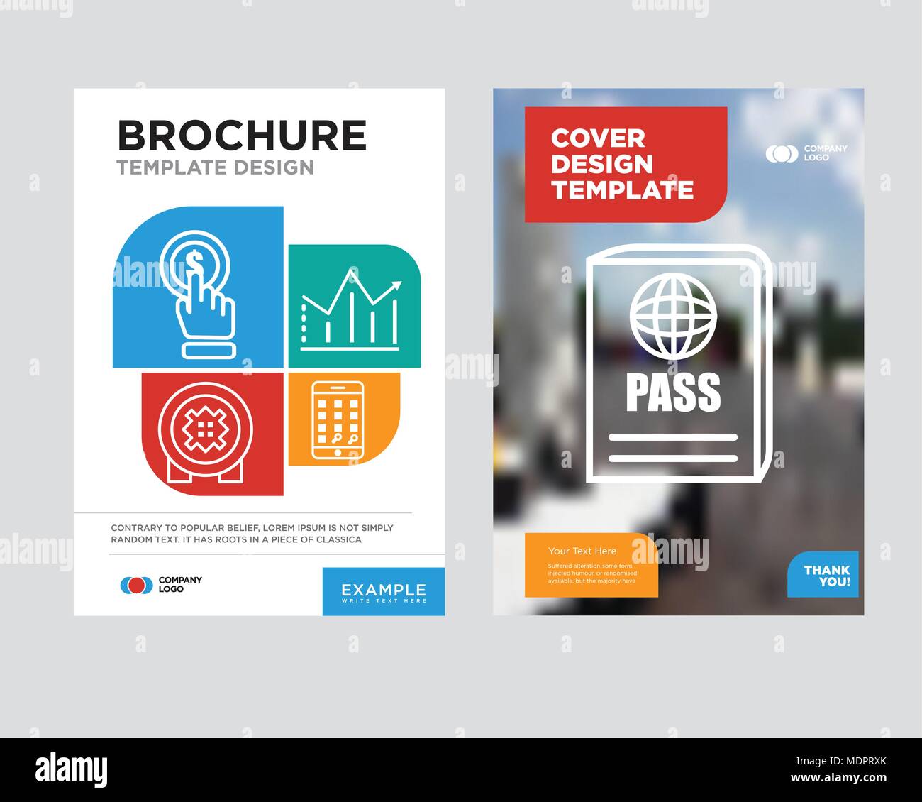 passport brochure flyer design template with abstract photo background ...