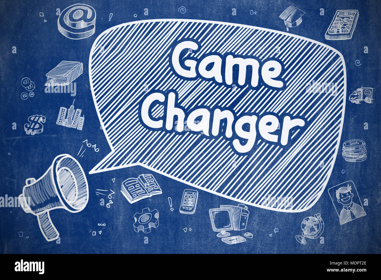 Game Changer - Hand Drawn Illustration on Blue Chalkboard Stock Photo ...
