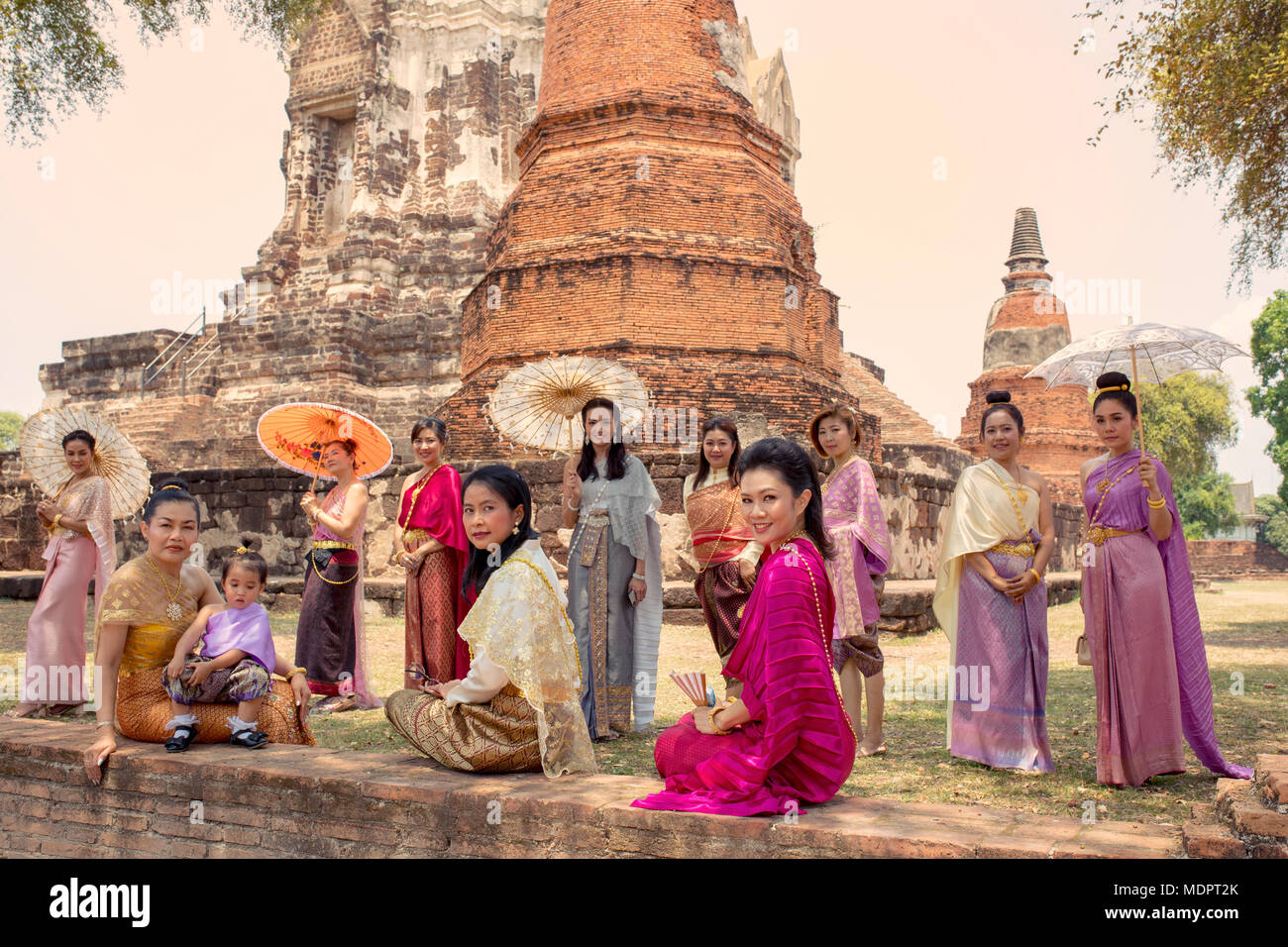 Ayutthaya Thailand March 29 2018 Thai Woman Wearing Thai Tradition