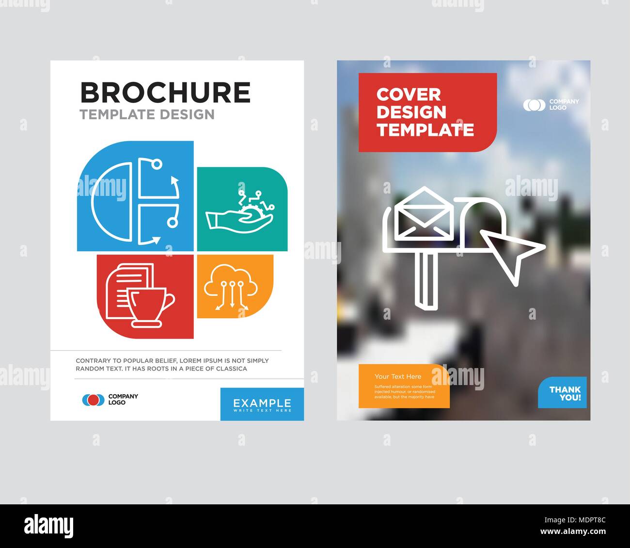 email box brochure flyer design template with abstract photo background ...