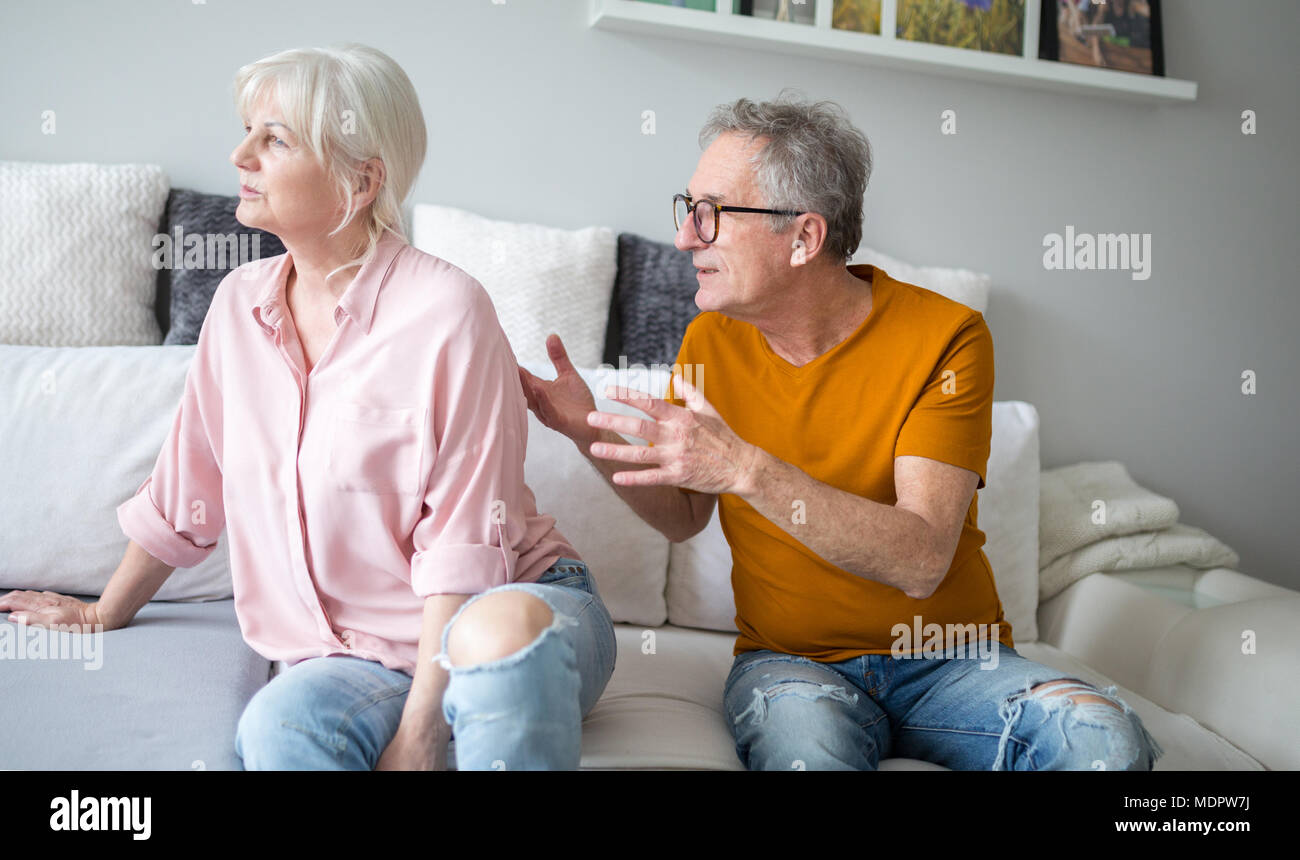 Portrait of senior man arguing with his wife Stock Photo - Alamy