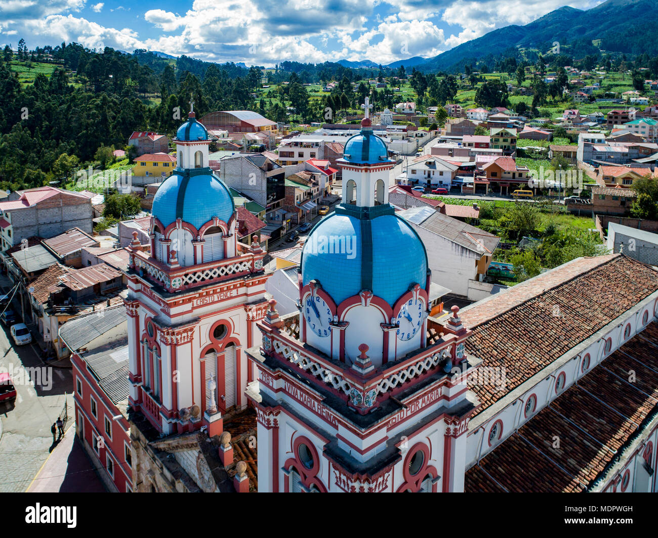 Aerial image of Iglesia De San Francisco De Sinincay in Ecuador Stock ...