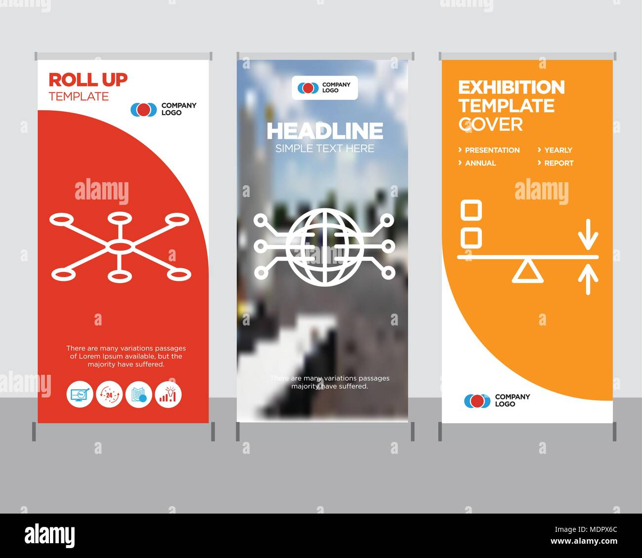 Sun Flare Modern Business Roll Up Banner Design Template Globe Connected Circuit Creative