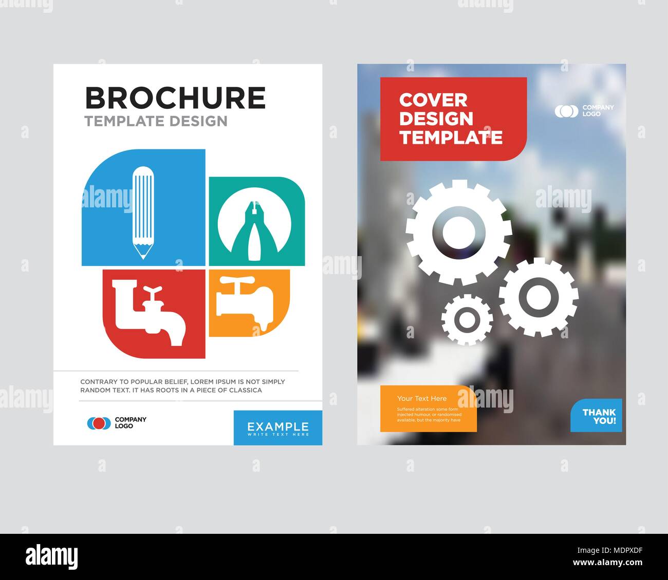 settings brochure flyer design template with abstract photo background ...