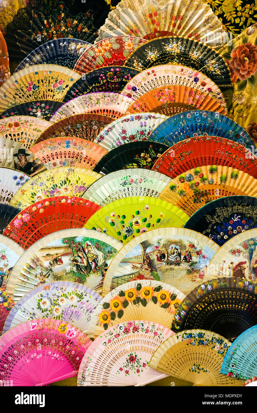Sevilla, Spain; Window display of fans Stock Photo - Alamy