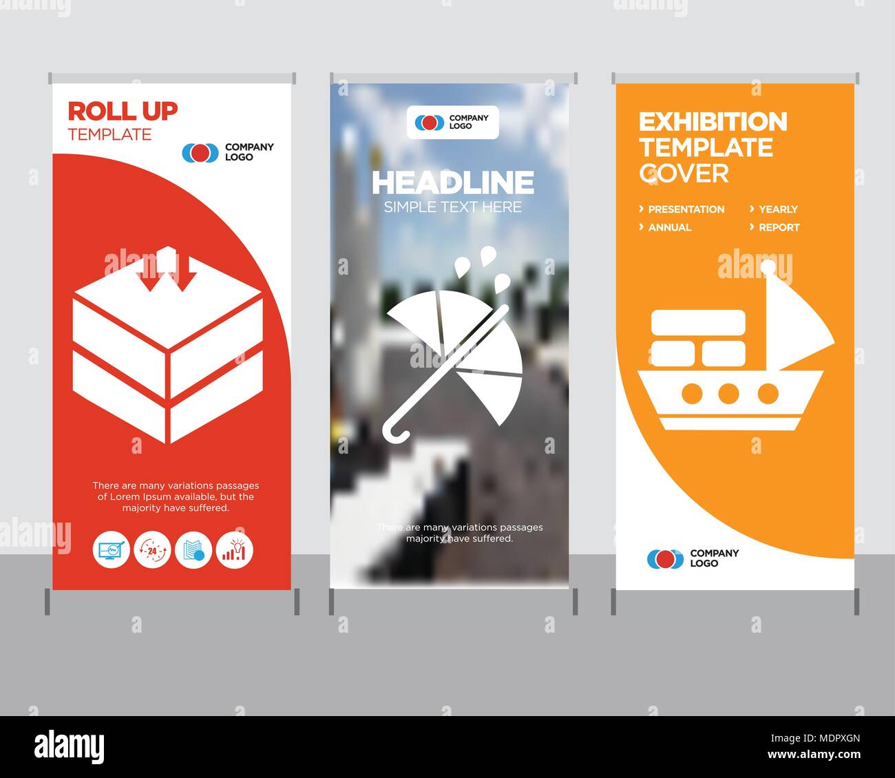 Sea ship with containers modern business roll up banner design template ...