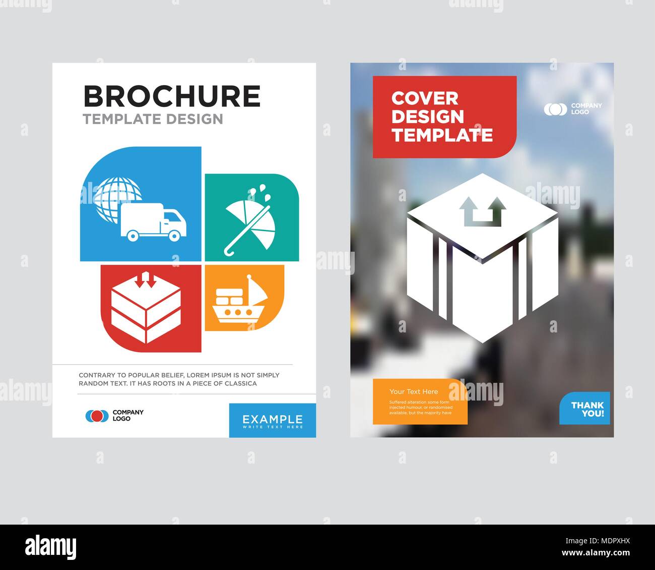Delivery package brochure flyer design template with abstract photo ...