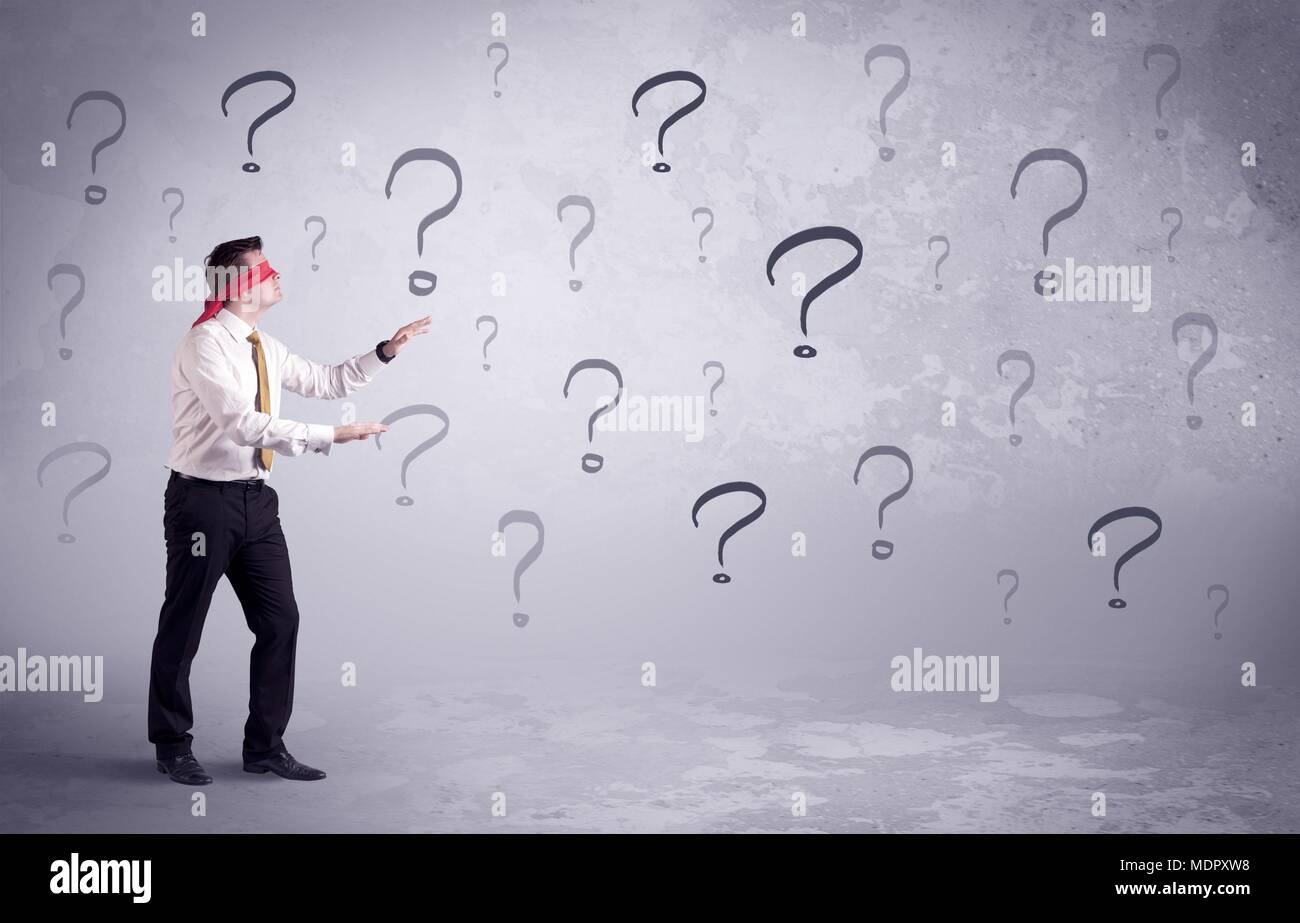 An amateur young sales person lost in a new situation concept with ...