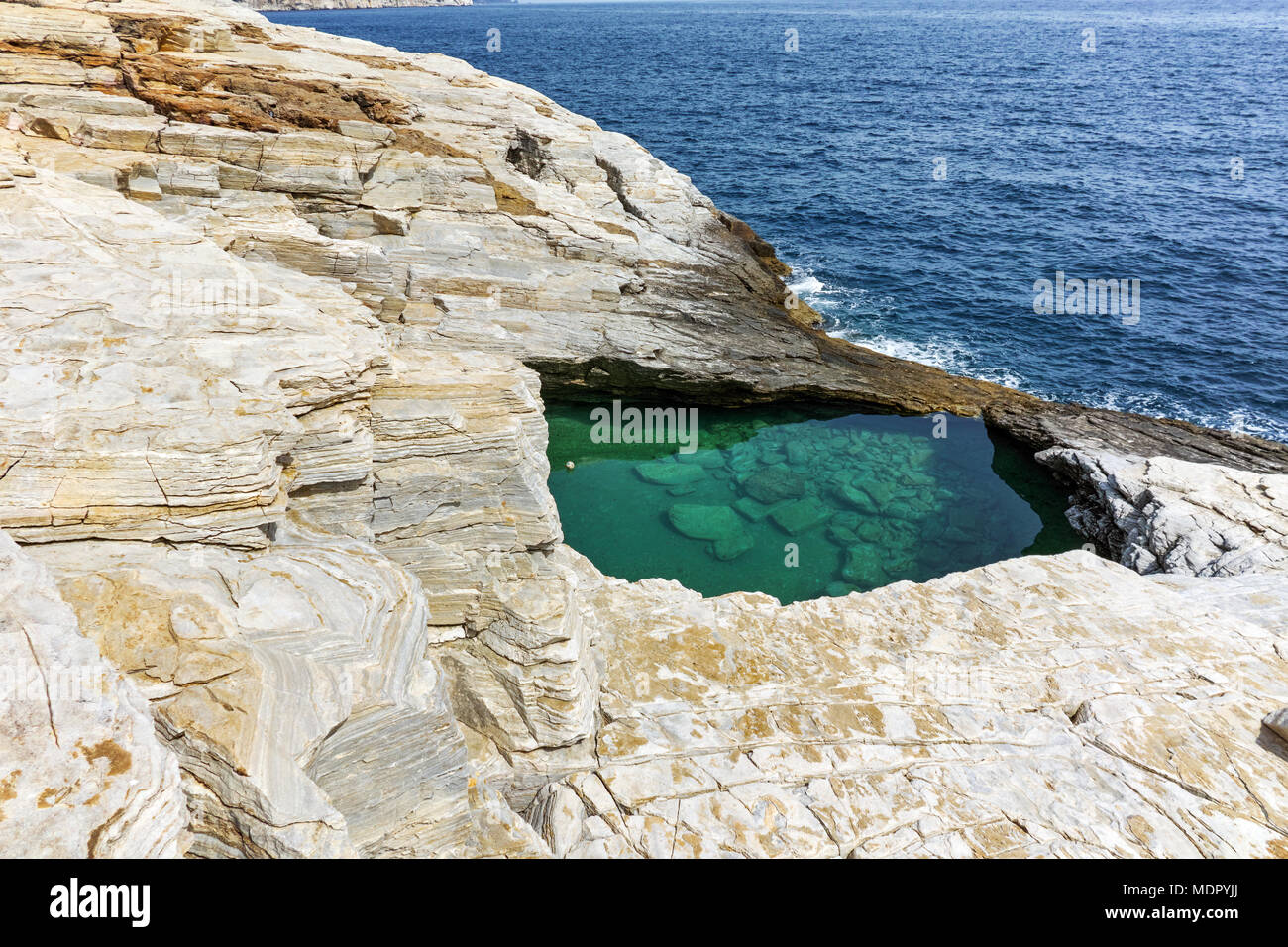 Amazing view of Giola Natural Pool in Thassos island, East Macedonia ...