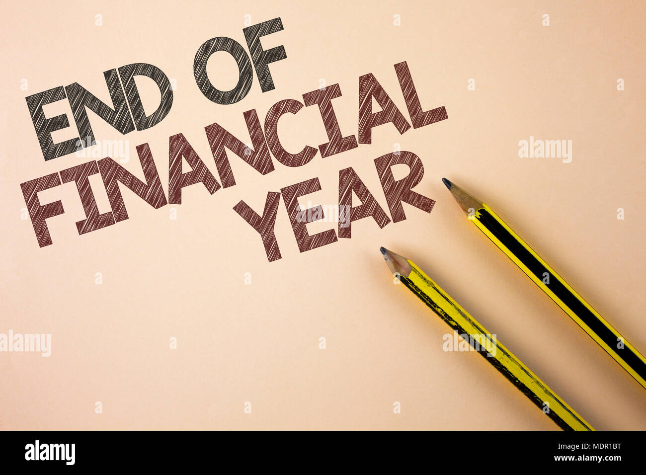 Writing note showing End Of Financial Year. Business photo showcasing ...