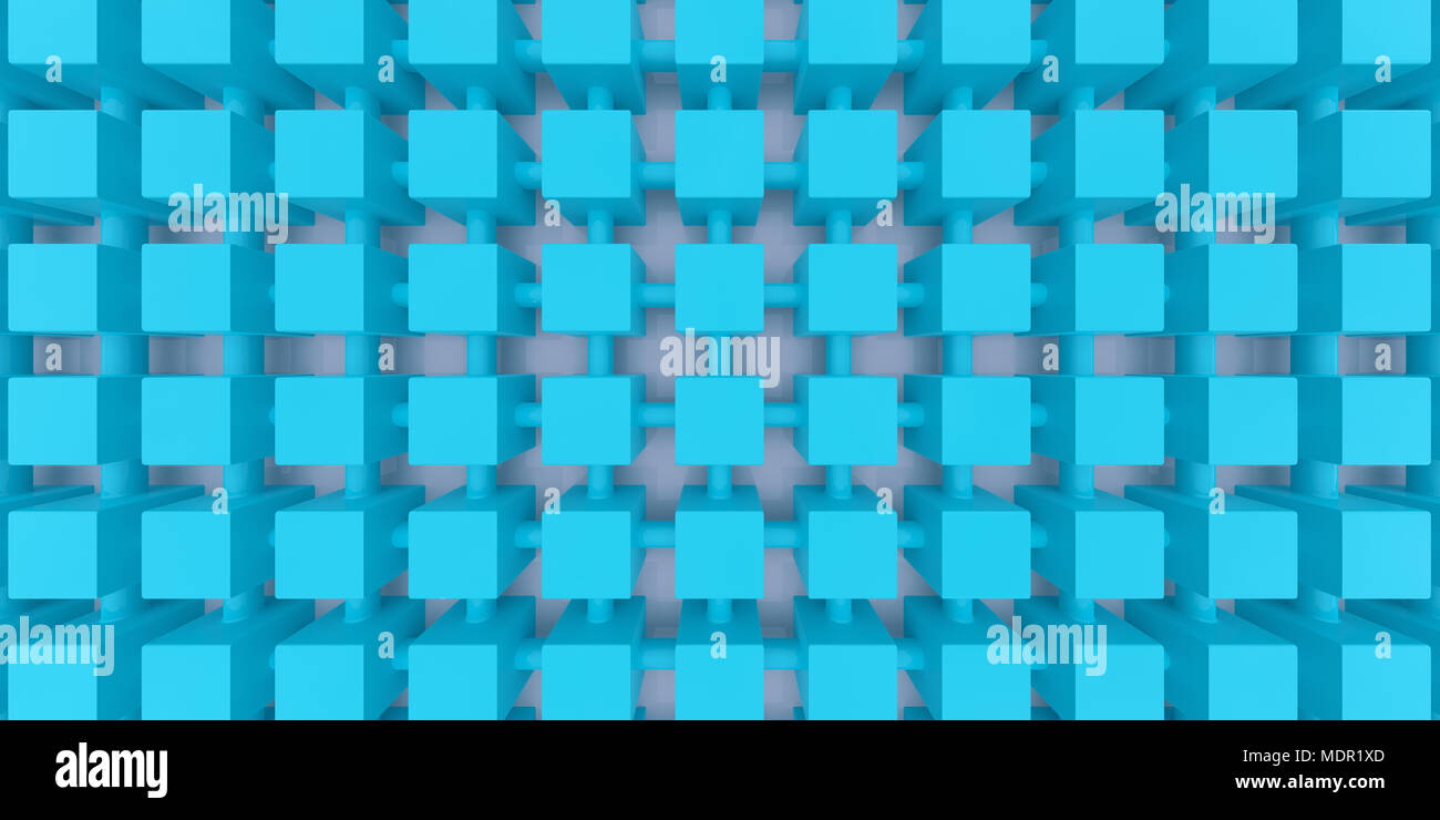 3d rendering of a lot of blue squares connected Stock Photo - Alamy