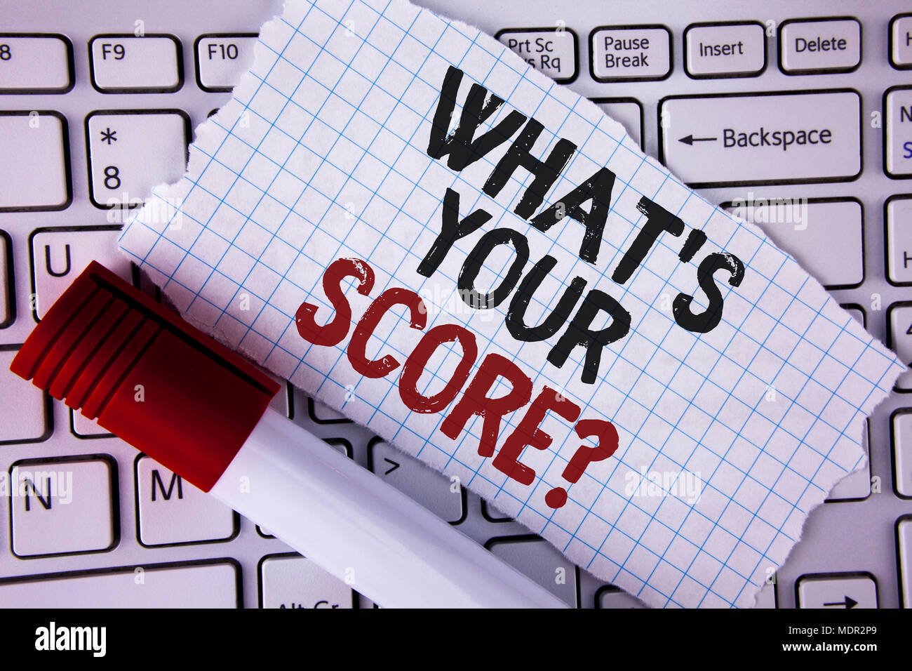 Conceptual hand writing showing What Is Your Score Question. Business ...