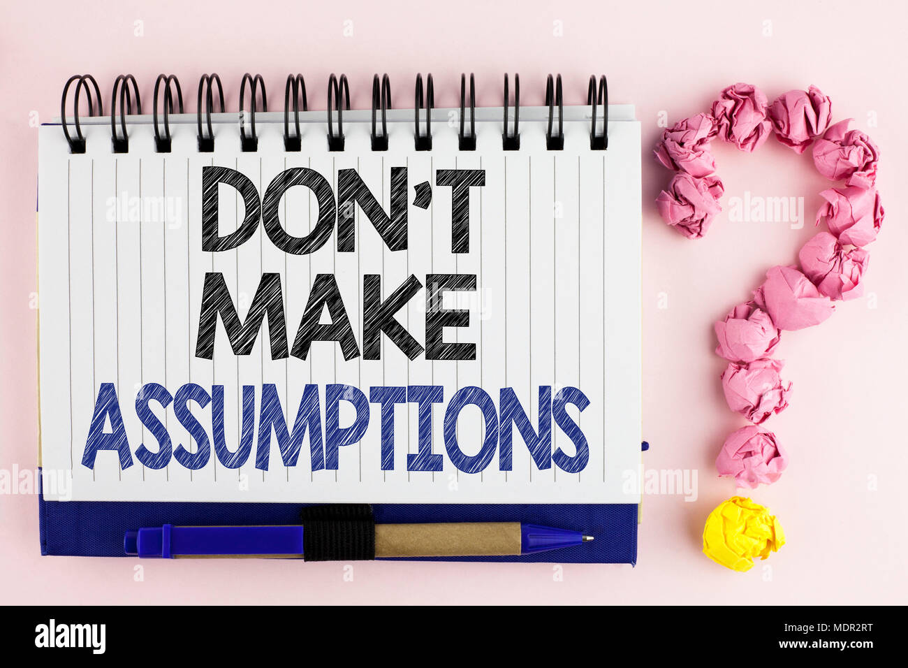 Handwriting text Do not Make Assumptions. Concept meaning predict ...