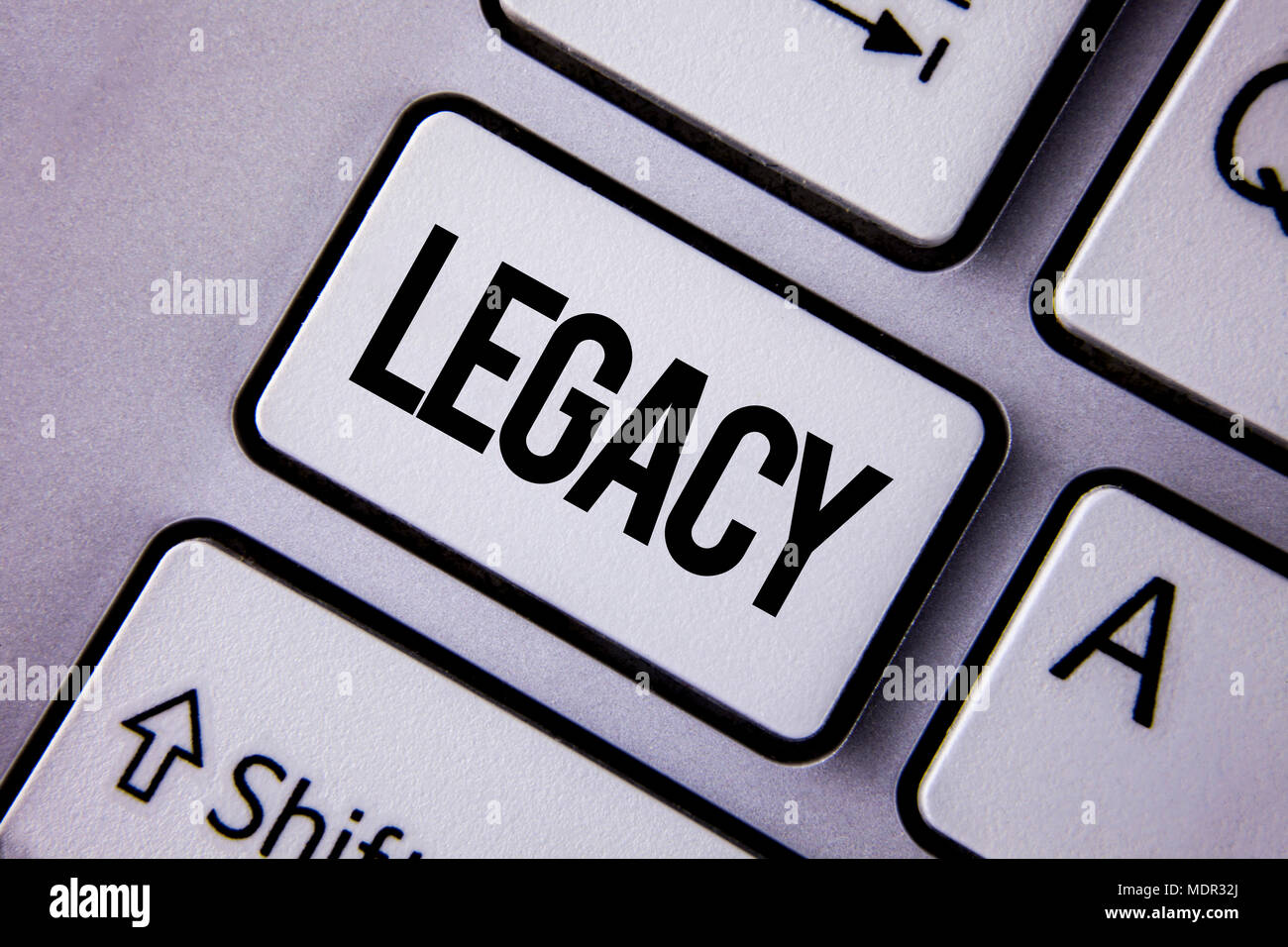 Handwriting text Legacy. Concept meaning Transmitted Received from an ...