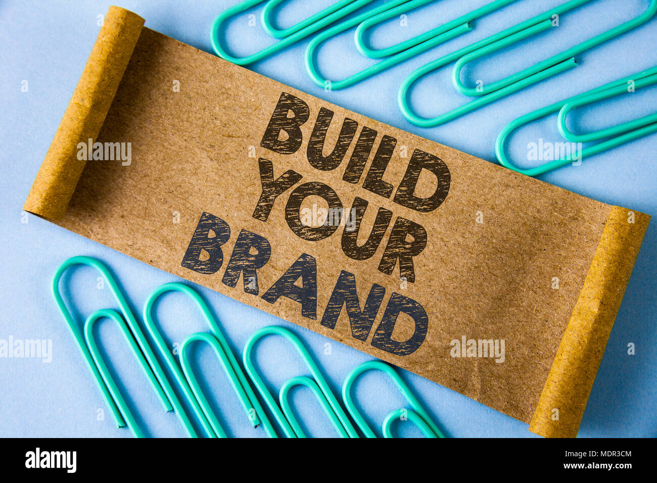 Text sign showing Build Your Brand. Conceptual photo create your own ...