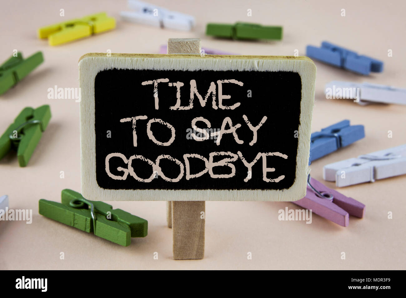 Conceptual hand writing showing Time To Say Goodbye. Business photo ...