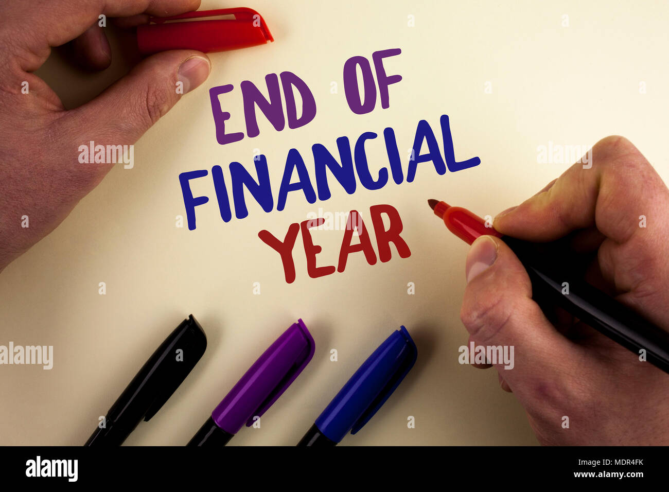 Text sign showing End Of Financial Year. Conceptual photo Taxes time ...