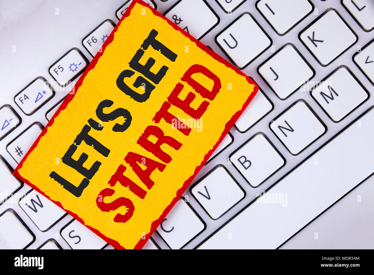 Word writing text Lets Get Started. Business concept for beginning time ...