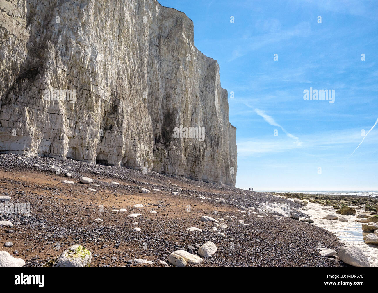 Birling Gap and Seven Sisters chalk cliffs on the East Sussex coast ...