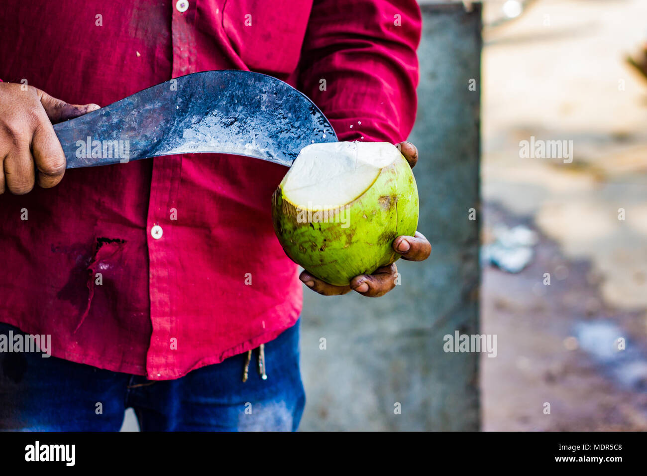 Cutting the coconut shell hi-res stock photography and images - Alamy