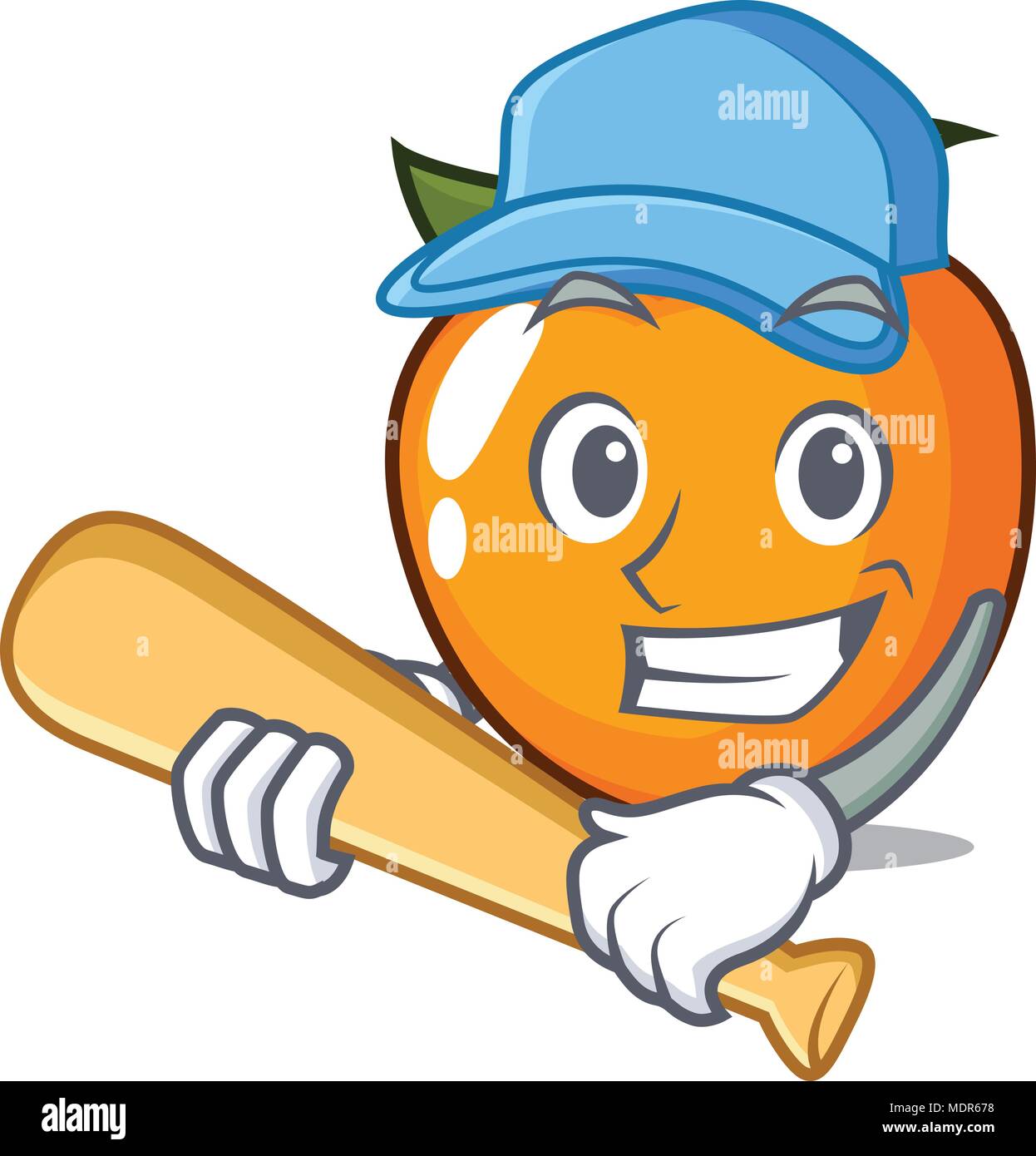 Playing baseball persimmon character cartoon style vector illustration ...