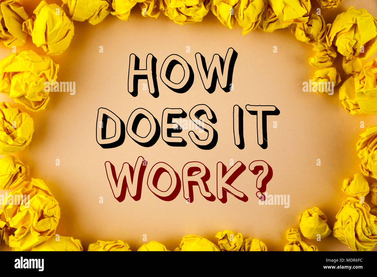 Text sign showing How Does It Work Question. Conceptual photo asking ...