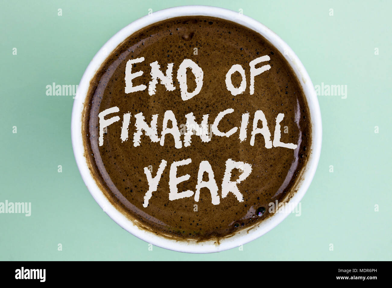 Writing note showing End Of Financial Year. Business photo showcasing ...