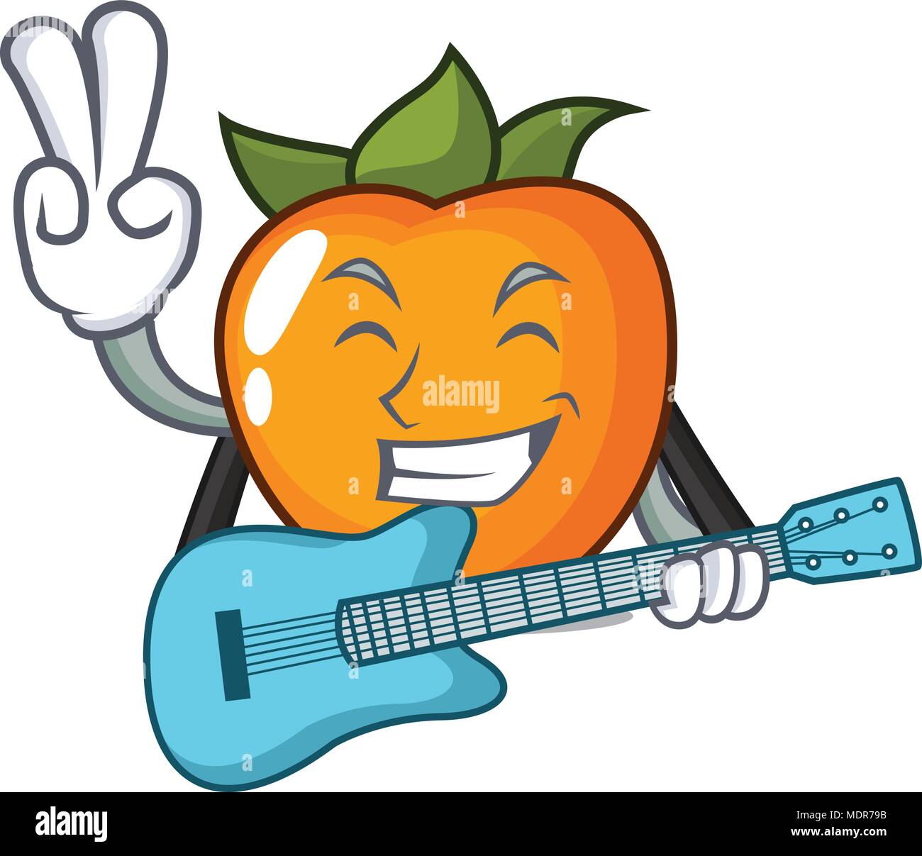 With guitar persimmon mascot cartoon style vector illustration Stock ...