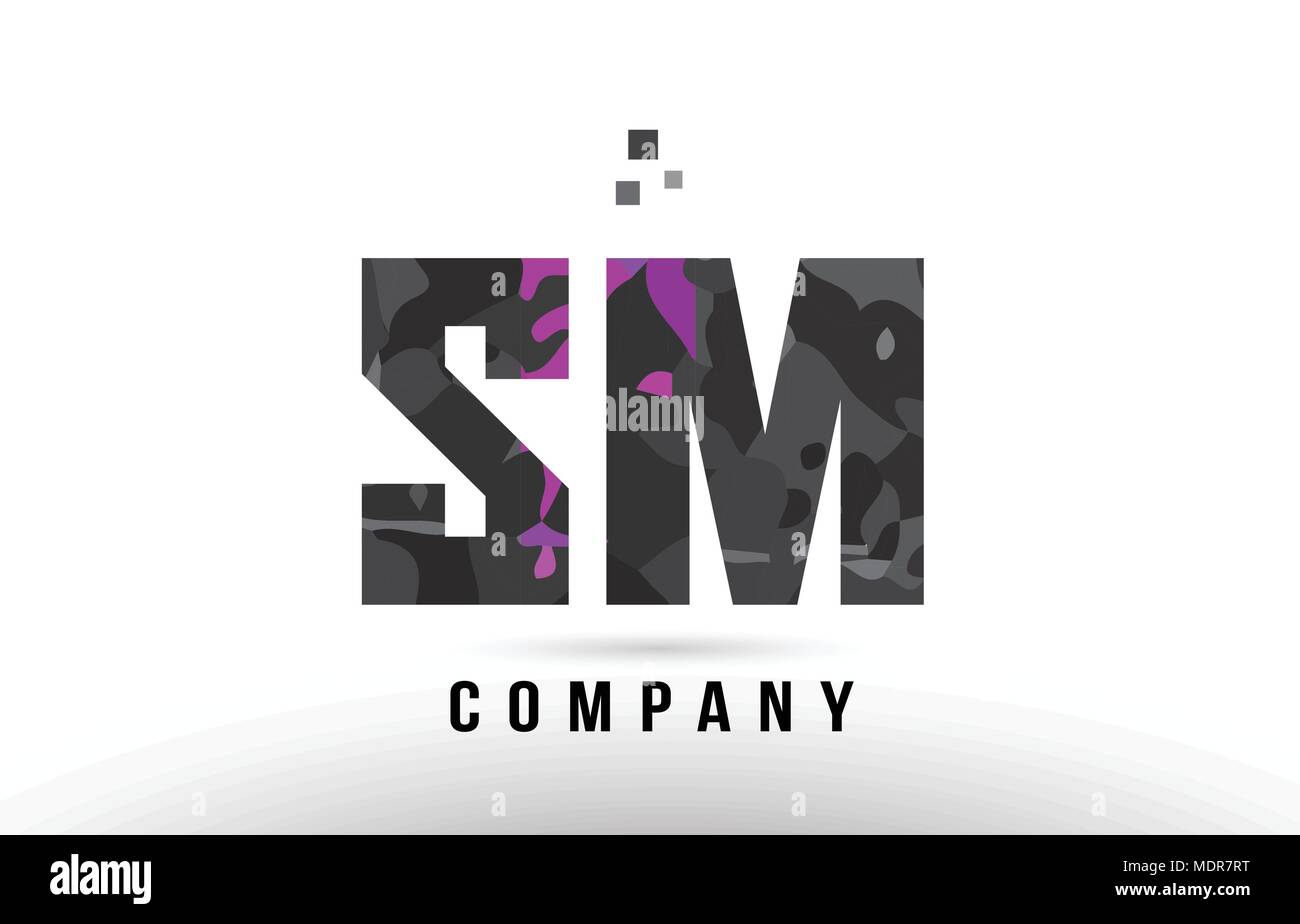 purple black alphabet letter sm s m logo combination design suitable ...