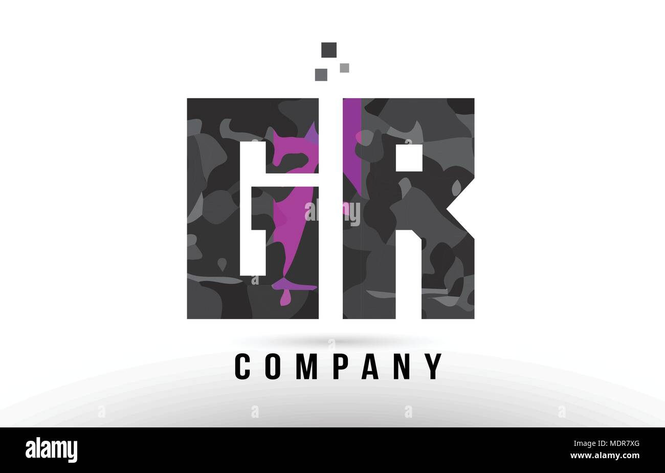 purple black alphabet letter gr g r logo combination design suitable ...