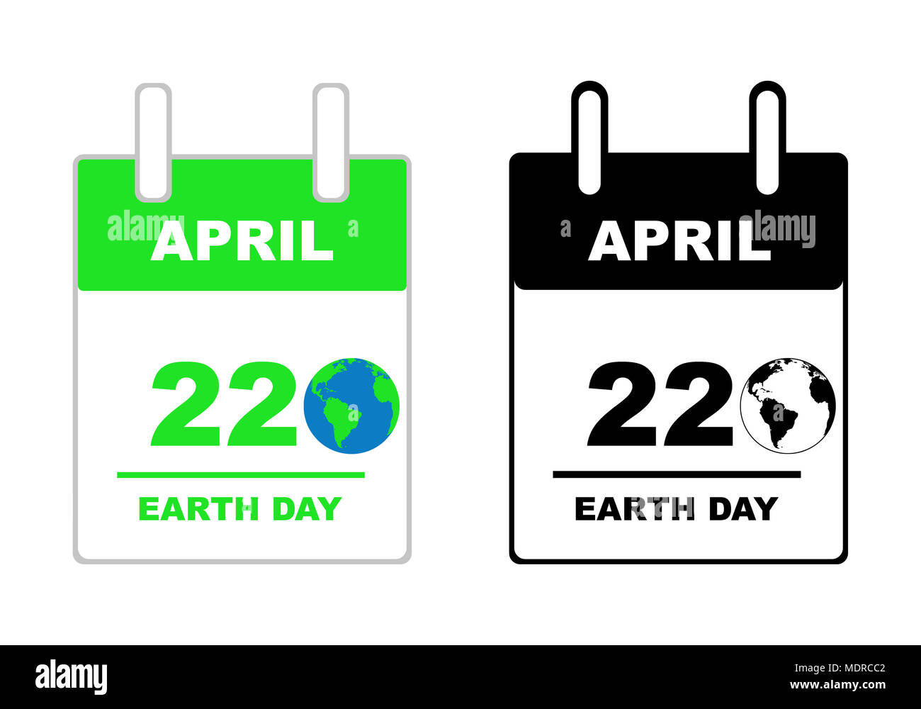 Earth day calendar isolated on white Stock Photo - Alamy