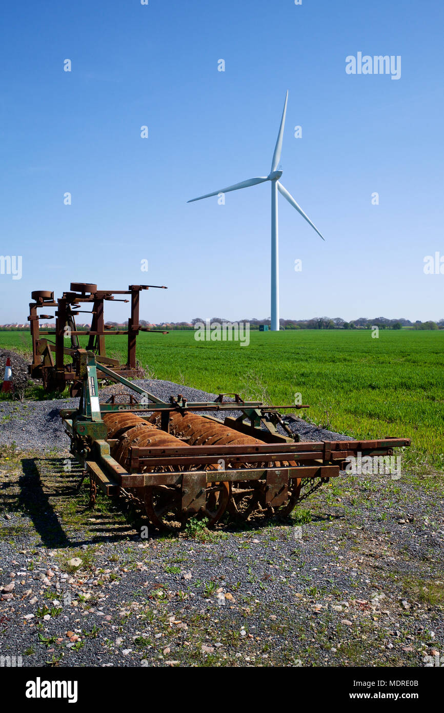 The Wind Turbines on farmland near Clacton on Sea Essex are the largest ...