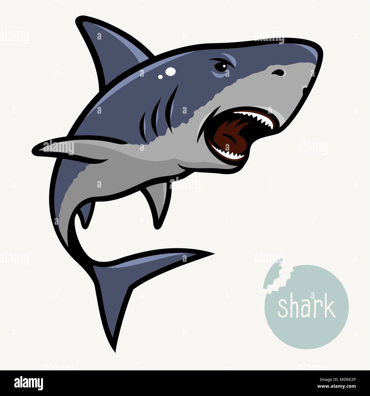 Angry shark, animal character for your design. This vector illustration ...
